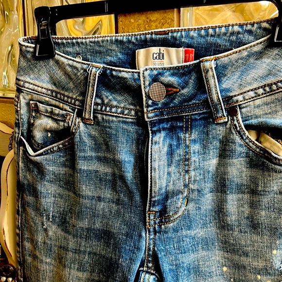 CAbi | Jeans | Purposely Distressed And Spotted Whitewashed Cabi ...